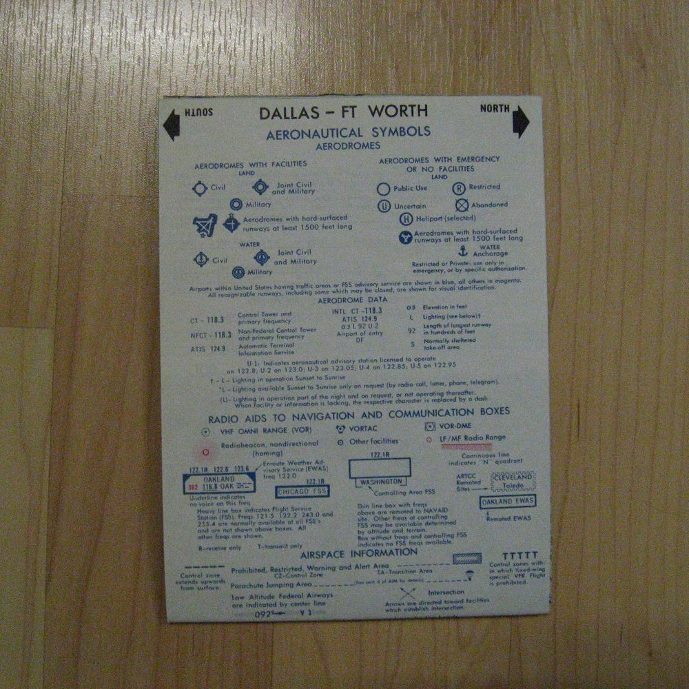 Dallas Ft. Worth Tx 1972 Aeronautical Chart Map - Gem